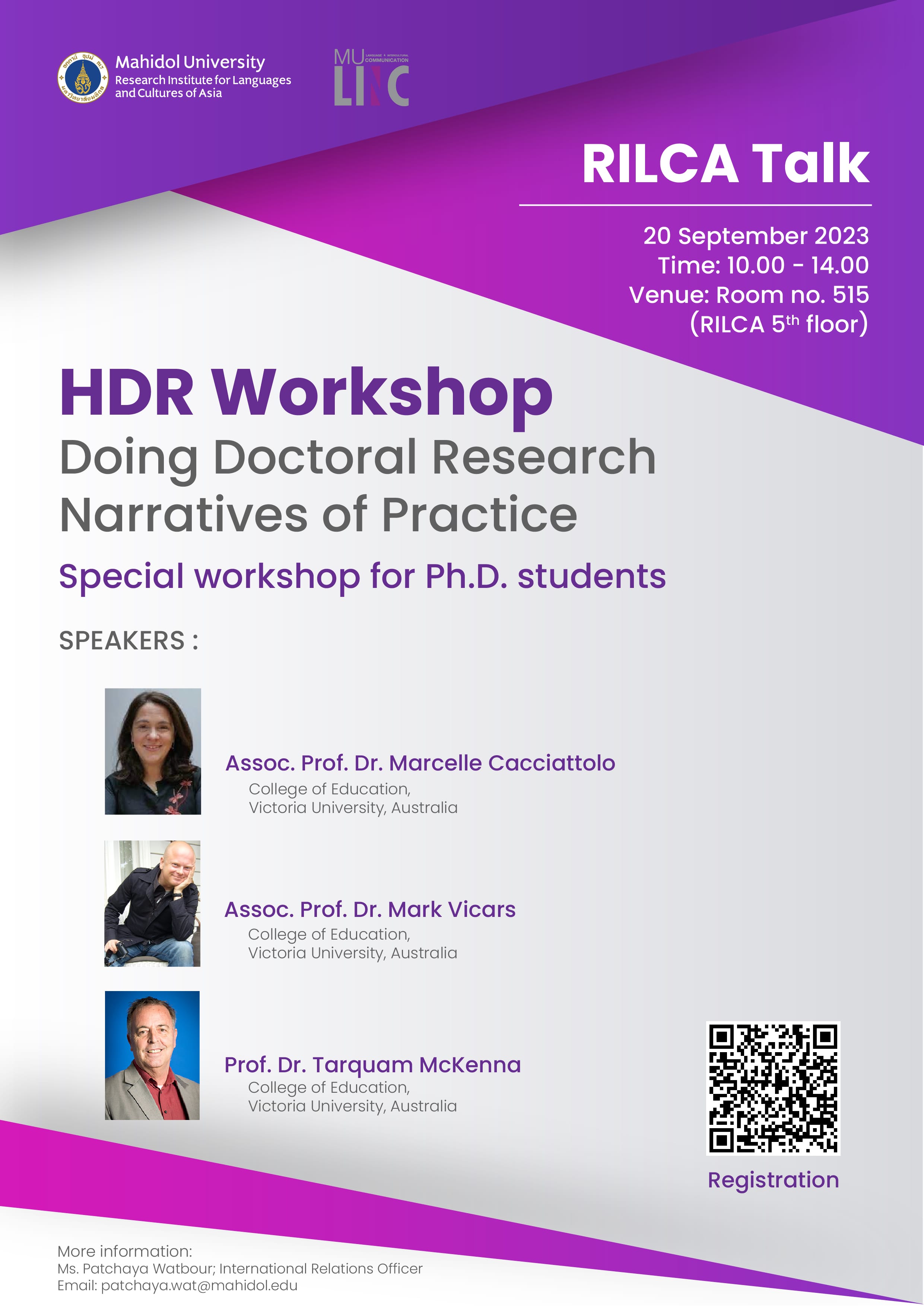 HDR Workshop - Doing Doctoral Research Narratives of Practice | RILCA